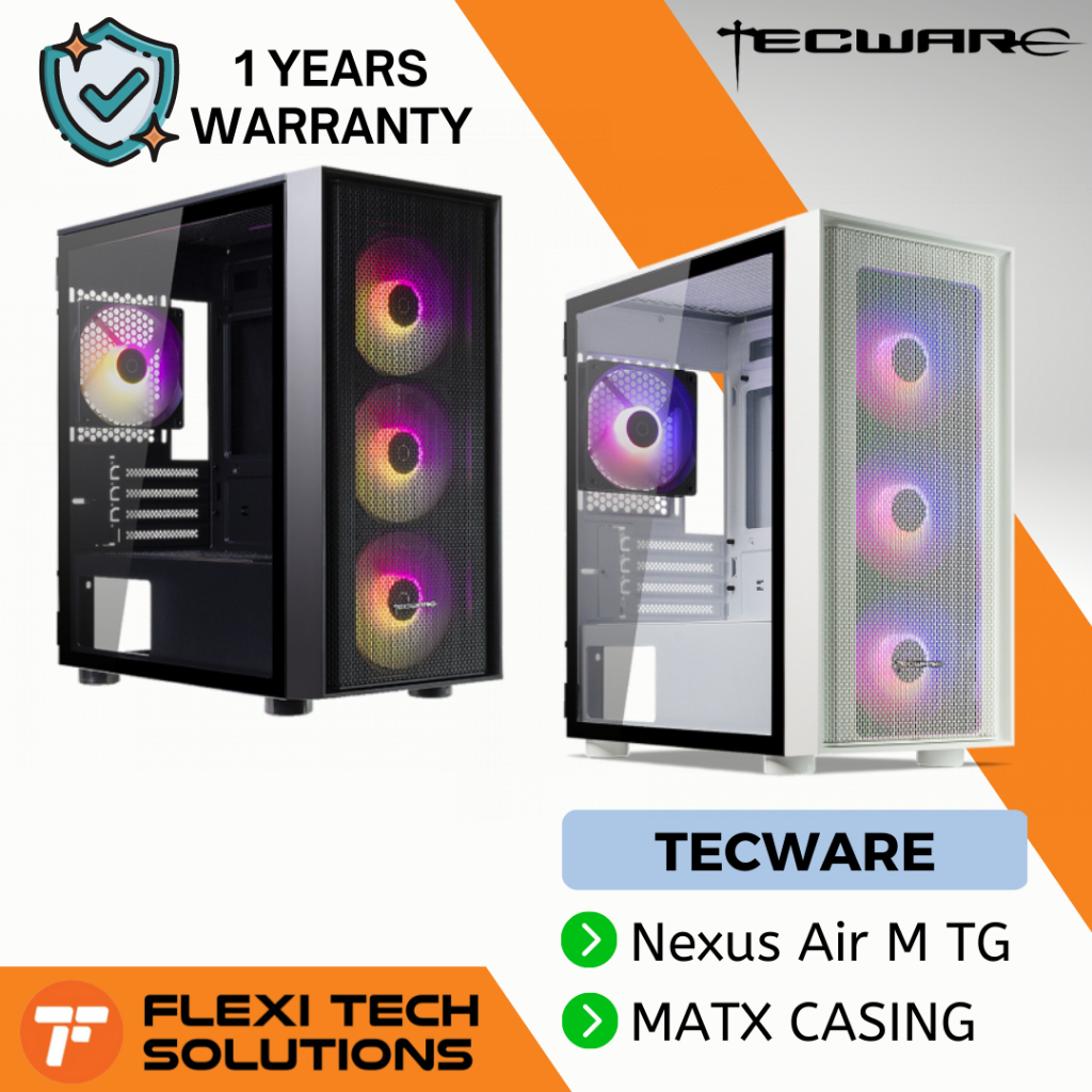 Flexi Tech TECWARE Nexus Air M TG ARGB Black / White Full mesh MATX ...