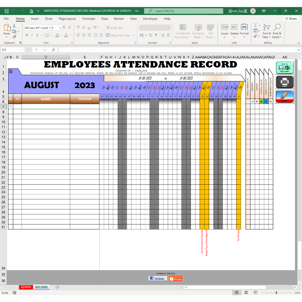 Automated Employee Attendance Record | Rekod Kehadiran Pekerja ...