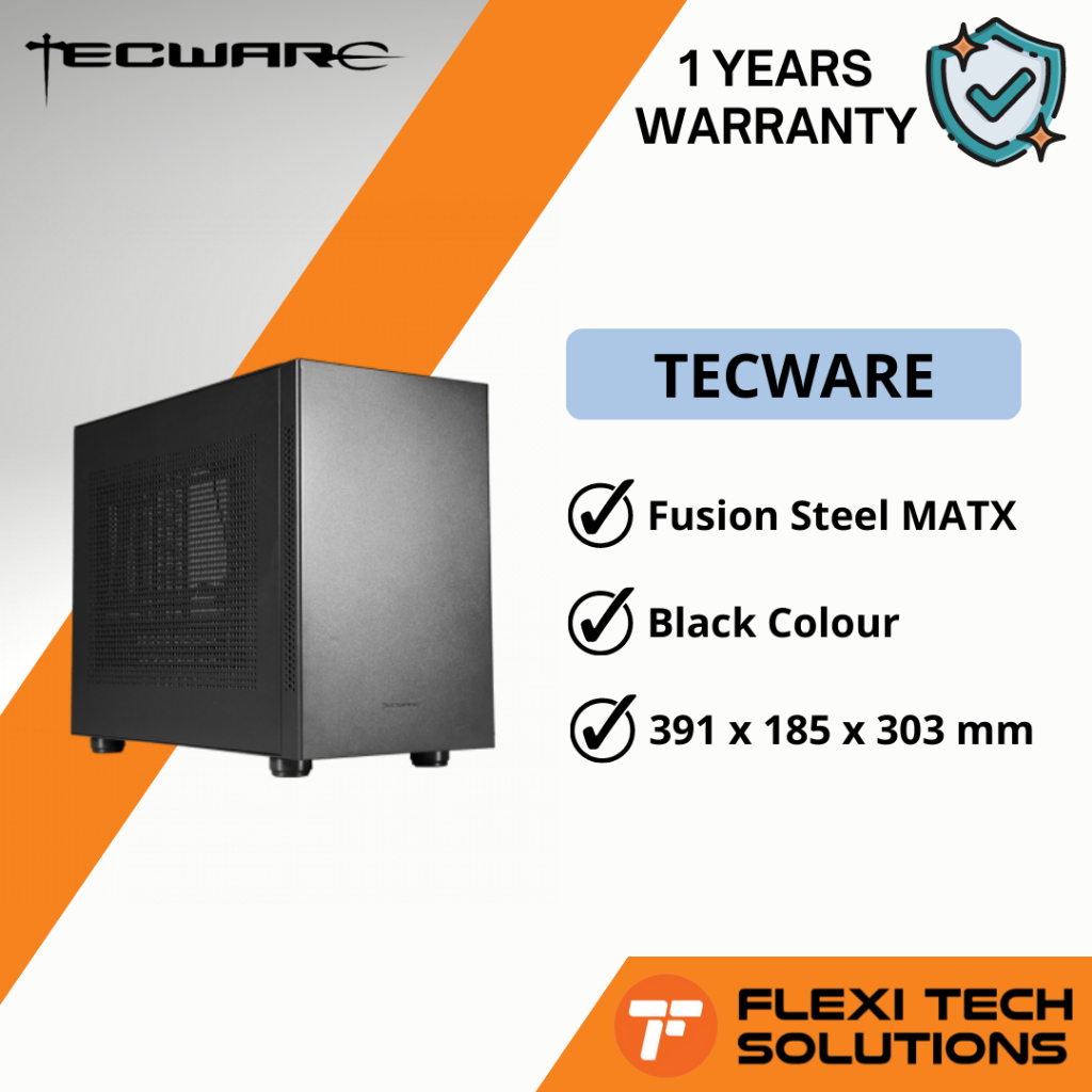 Flexi Tech TECWARE Fusion Steel MATX Casing Black / White / Grey PC ...