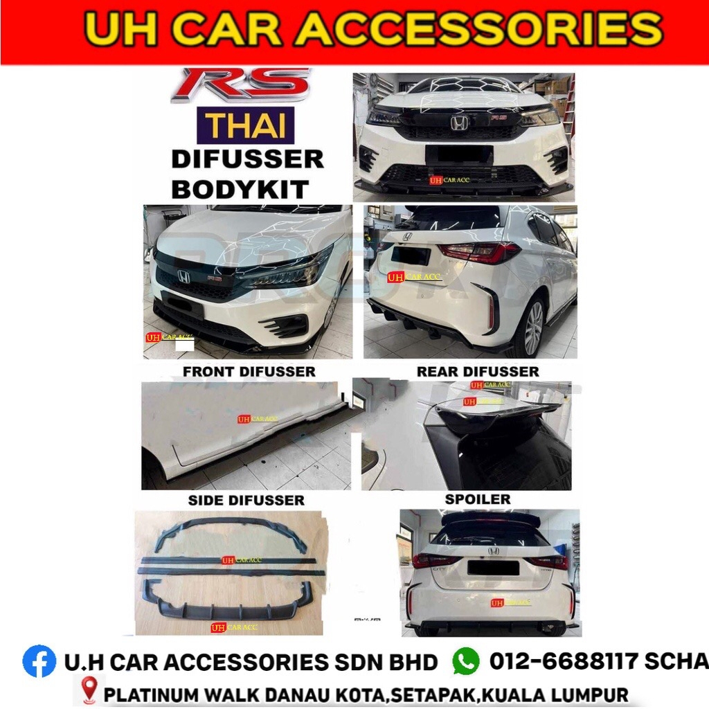 HONDA CITY HATCHBACK 2022 THAI RS DIFFUSER BODYKIT LIP WITH PAINT ...