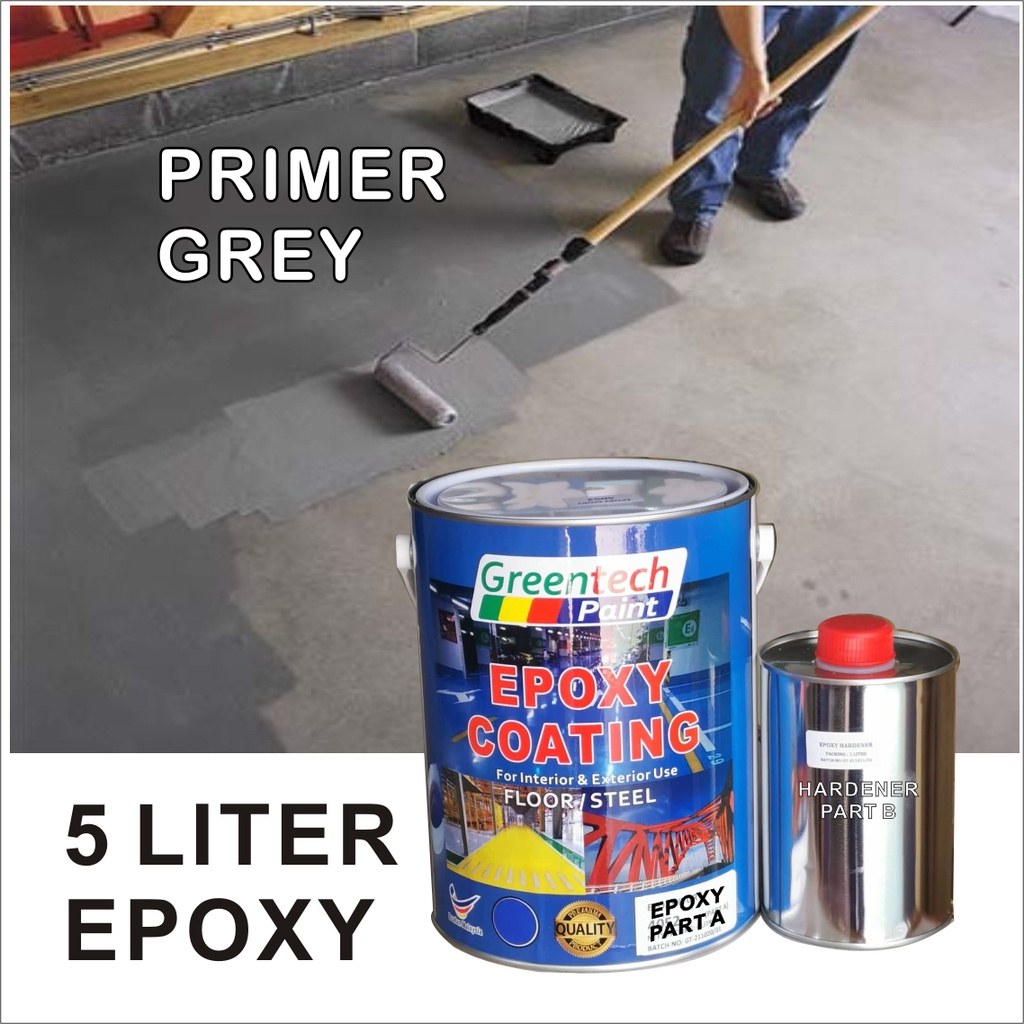 KE604 GREY PRIMER ( 5L ) Epoxy paint ( GREENTECH PAINT ) Cat Lantai ...
