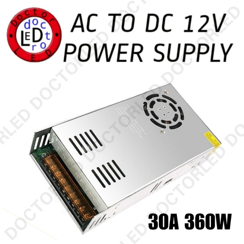 12V 30A Power Supply AC to DC Transformer Adapter LED Driver Penyesuai ...