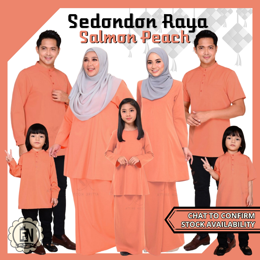 Baju Raya Sedondon Salmon Peach 2023 Set Combo Family Ayanna Baju ...
