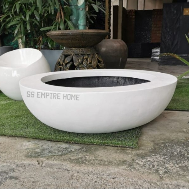 REX FP26 Fiberglass White Round Bonzai Flat Conical Lotus Lily Water ...