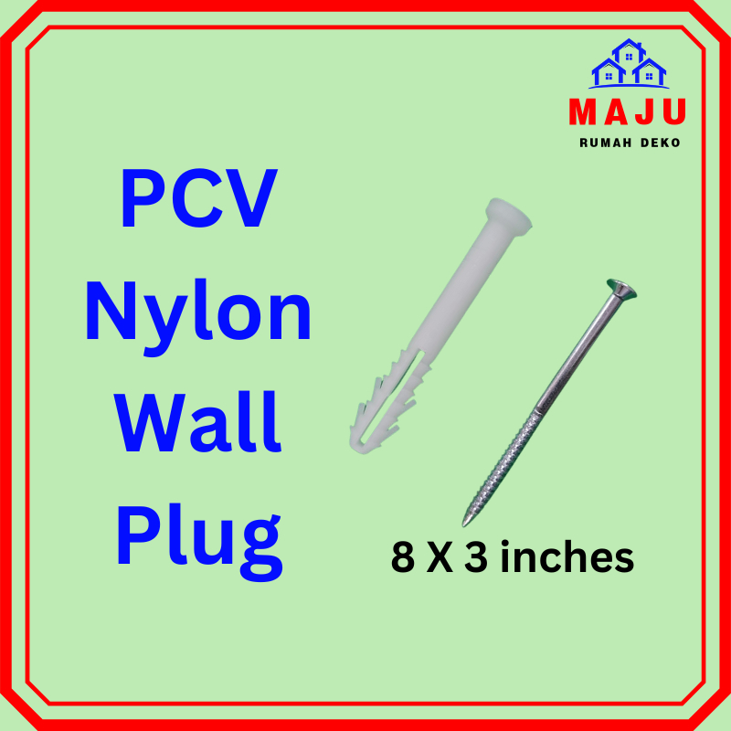 MAJU PVC Wall Plug Nylon With Screw Cabinet Furniture Skru Dinding PVC ...