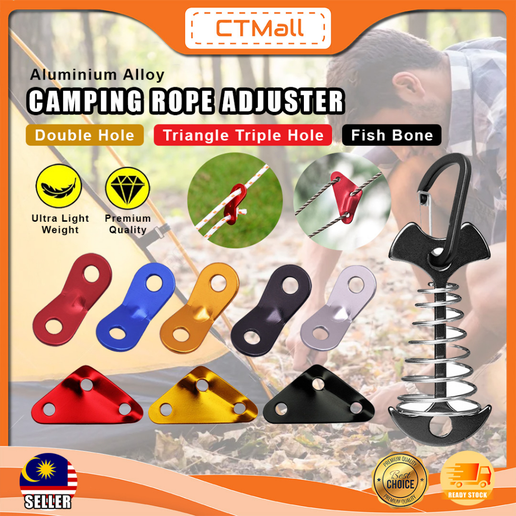 CTMALL Camping Rope Adjuster Windproof Rope Tensioner Paracord Guyline ...