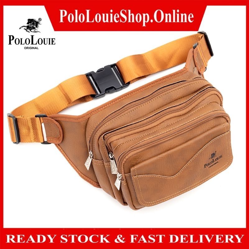 Original Polo Louie Men's Top Leather Waist Bag Belt Bag Crossbody ...