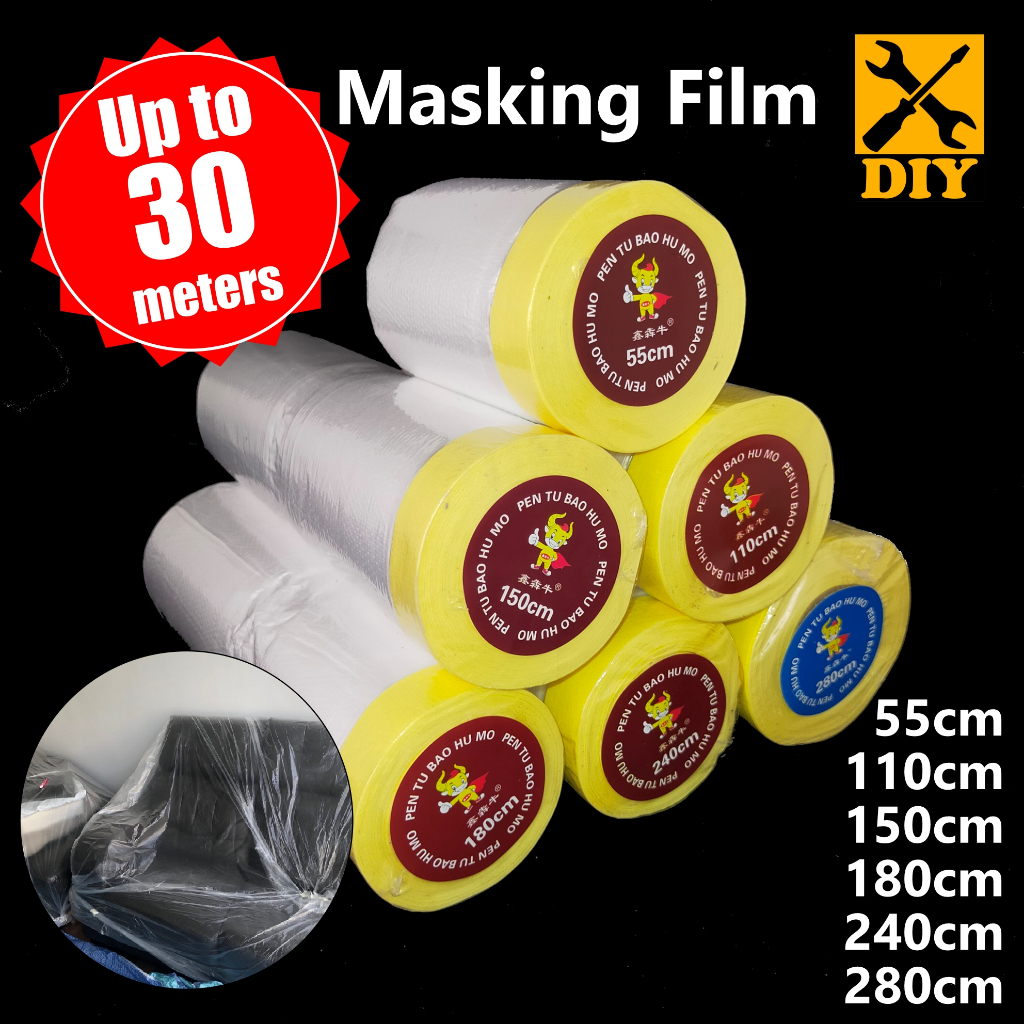 Masking Film Yellow Tape Red Box For Painting Renovation Dust ...