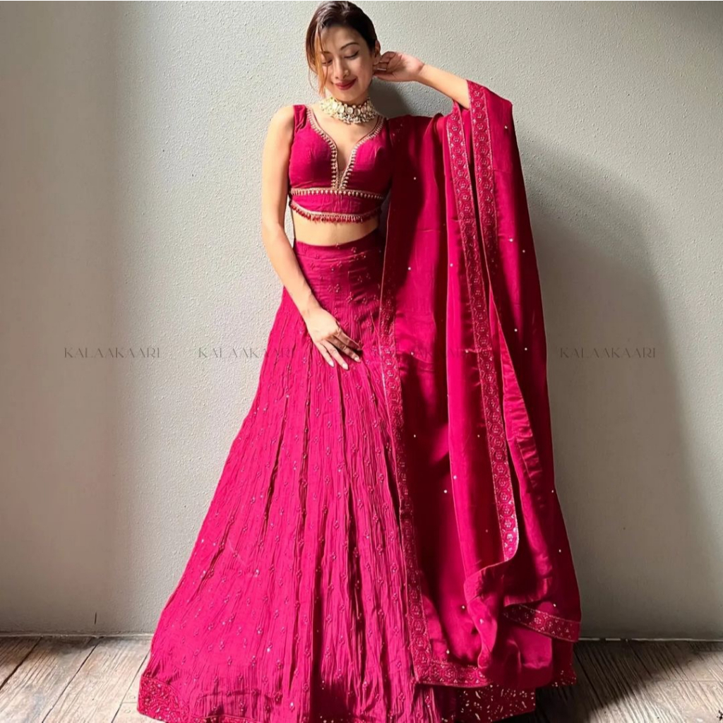 BEAUTIFUL PINK GEORGETTE WEDDING WEAR DESIGNER LEHENGA CHOLI | Shopee ...
