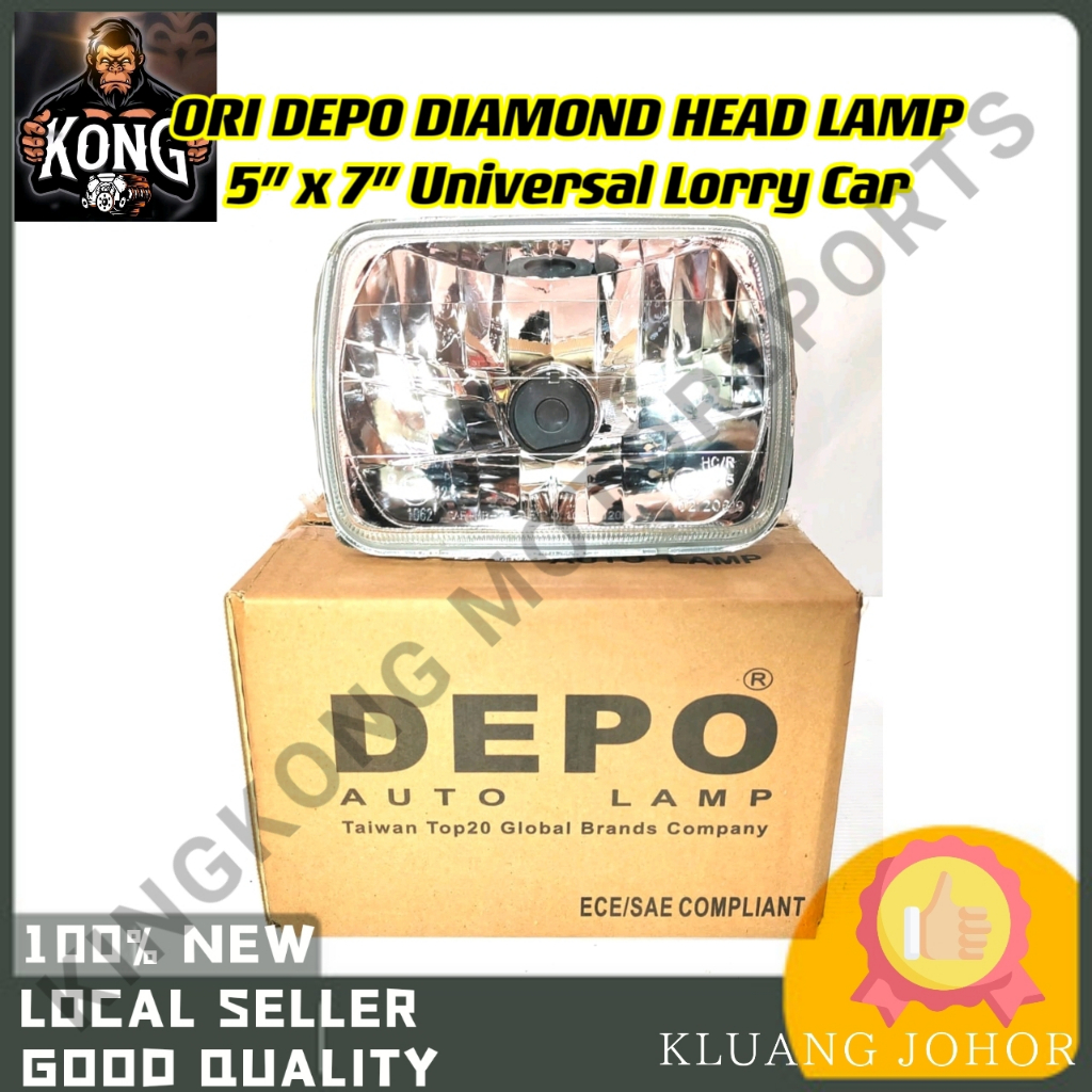 ORIGINAL DEPO 6052 H4 DIAMOND HEAD LAMP 5" X 7" UNIVERSAL LORRY CAR VAN ...