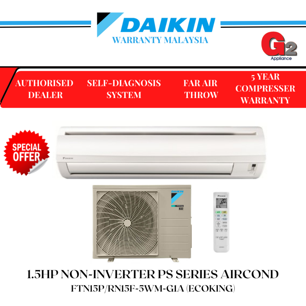 DAIKIN 1.5HP NON-INVERTER R410 FTN15P/RN15F-5WM-G1A - DAIKIN MALAYSIA ...