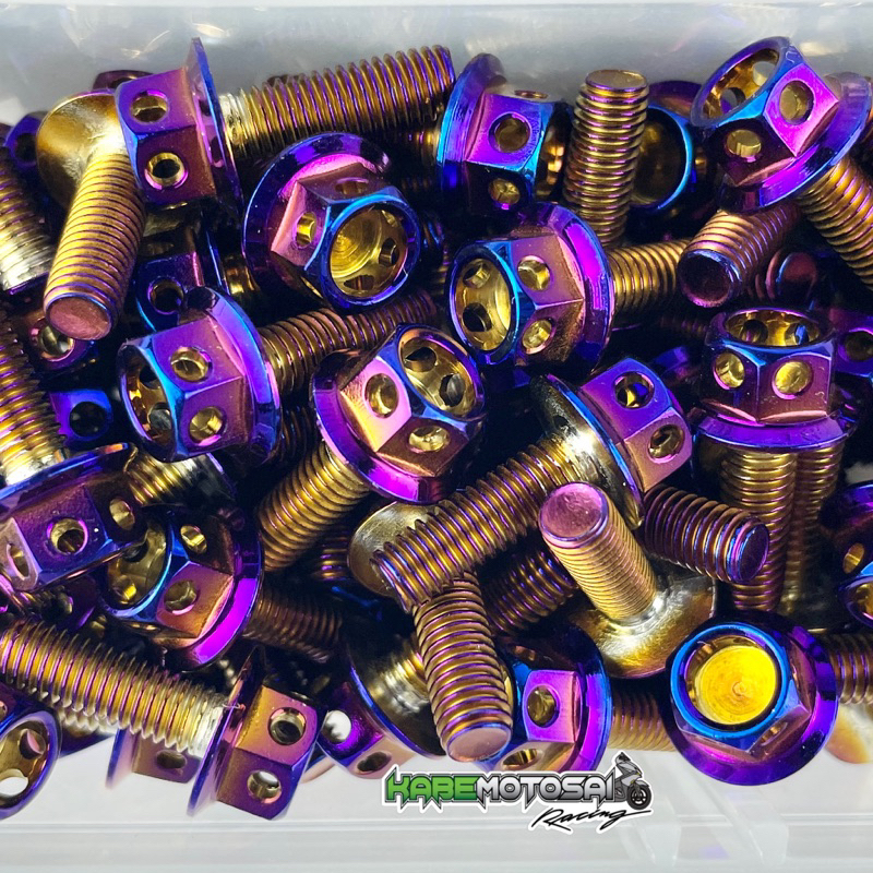 🏁 (1 BIJI) SKRU M6 SAIZ 10 thread 6mm TITANIUM GOLD CHROME 🏁 ORIGINAL ...