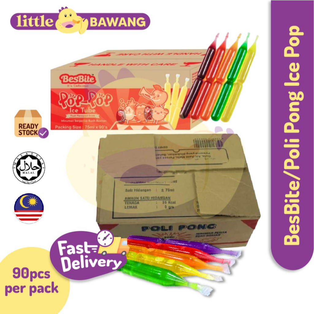 BesBite Pop-Pop Ice Tube Ice Pop Fruit Flavour 90pcs Poli Pong | Shopee ...