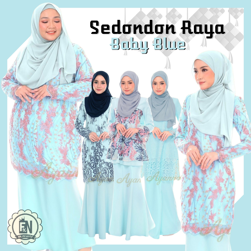 Baju Raya 2024 Baby Blue Combo Perempuan Sedondon Family Ayanna Kurung ...