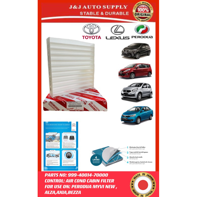 999-40014-70000 TOYOTA AIRCOND FILTER CABIN FOR USE ON: PERODUA MYVI ...