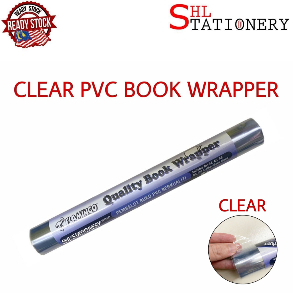 FLAMINGO Jumbo Roll PVC Clear Book Wrapper 340mm x 15m Book Cover ...