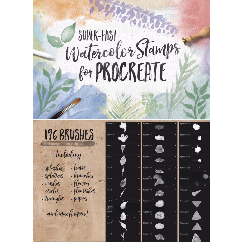 Procreate Watercolor_Stamps_- Procreate Brushes | Shopee Malaysia