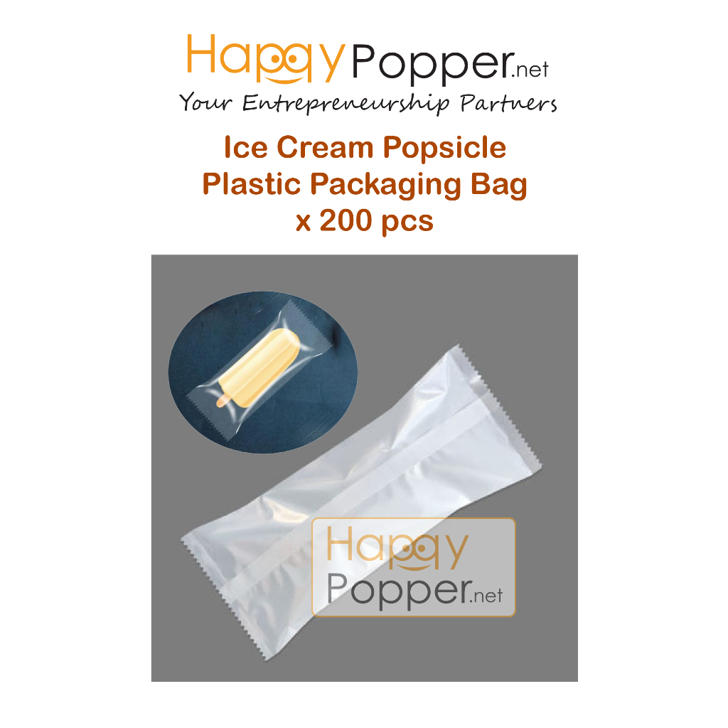Happypopper Ice Cream Popsicle Plastic Packaging Bag 200pcs | Shopee ...