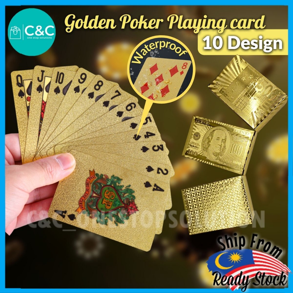 Premium Gold Waterproof Plastic Foil Luxury Poker Card Playing Cards ...