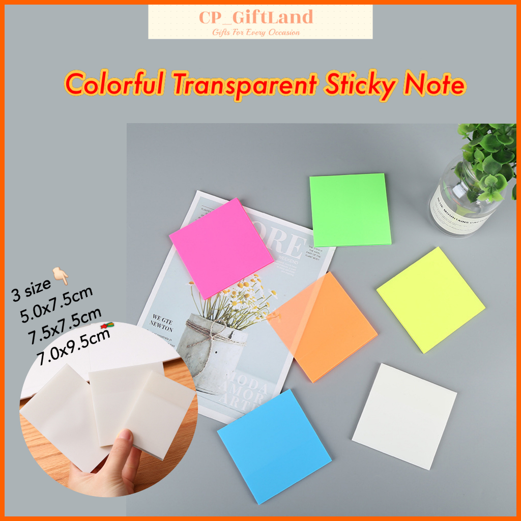 50 Sheets Transparent Sticky Notes Clear Waterproof Memo Pad To Do List ...