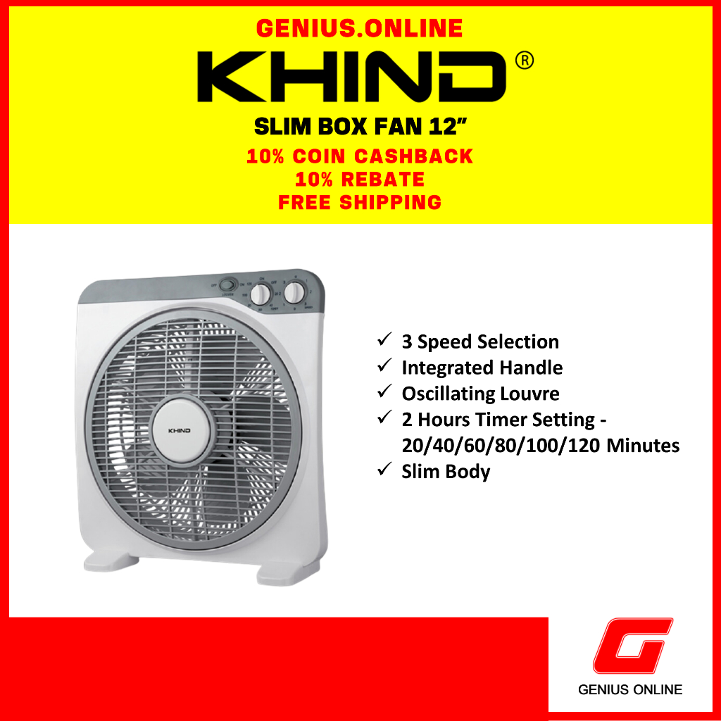 KHIND Slim Box Fan (12") BF12S | Shopee Malaysia