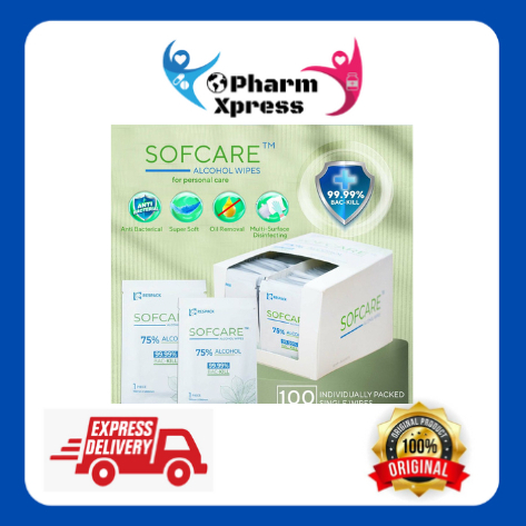Respack SOFCARE 75% Alcohol Wipes 1 BOX (100 pieces INDIVIDUAL PACKING ...