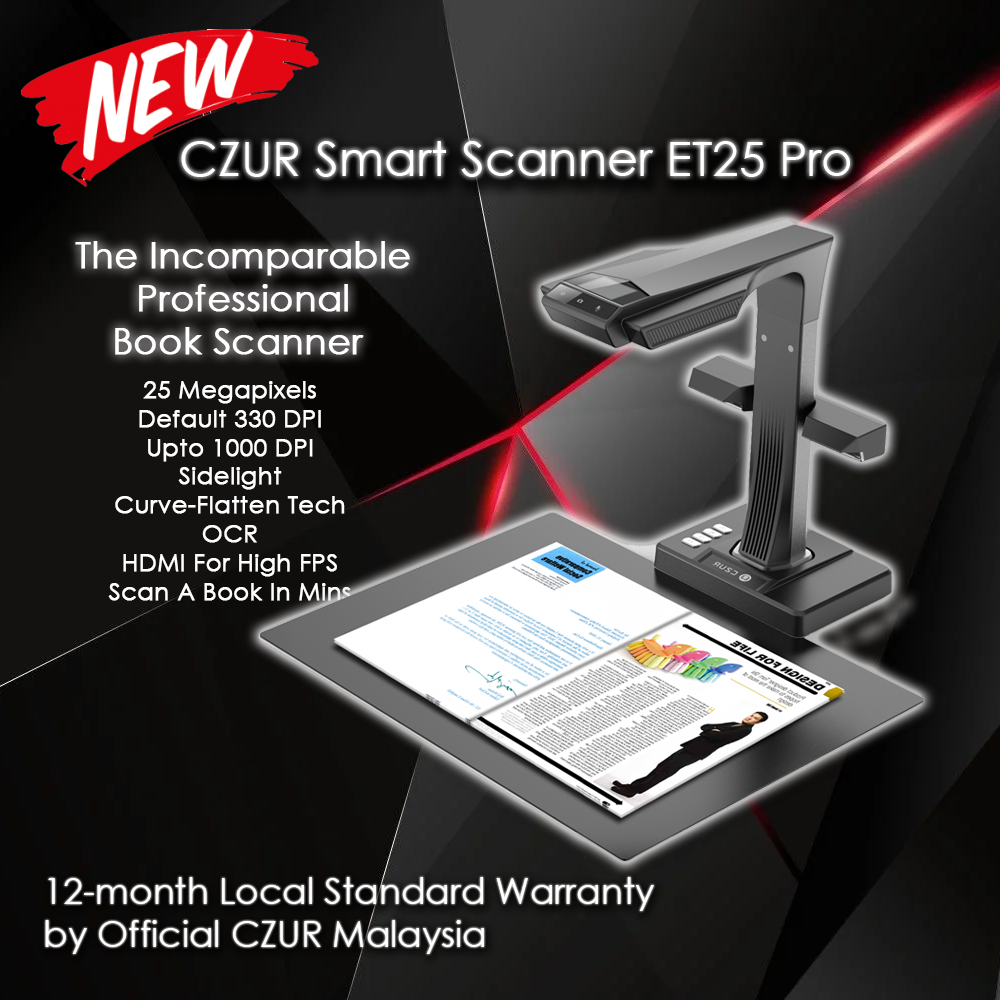 New Product! CZUR ET25 Pro Visualizer & Book Scanner c/w complete software and OCR | Shopee Malaysia