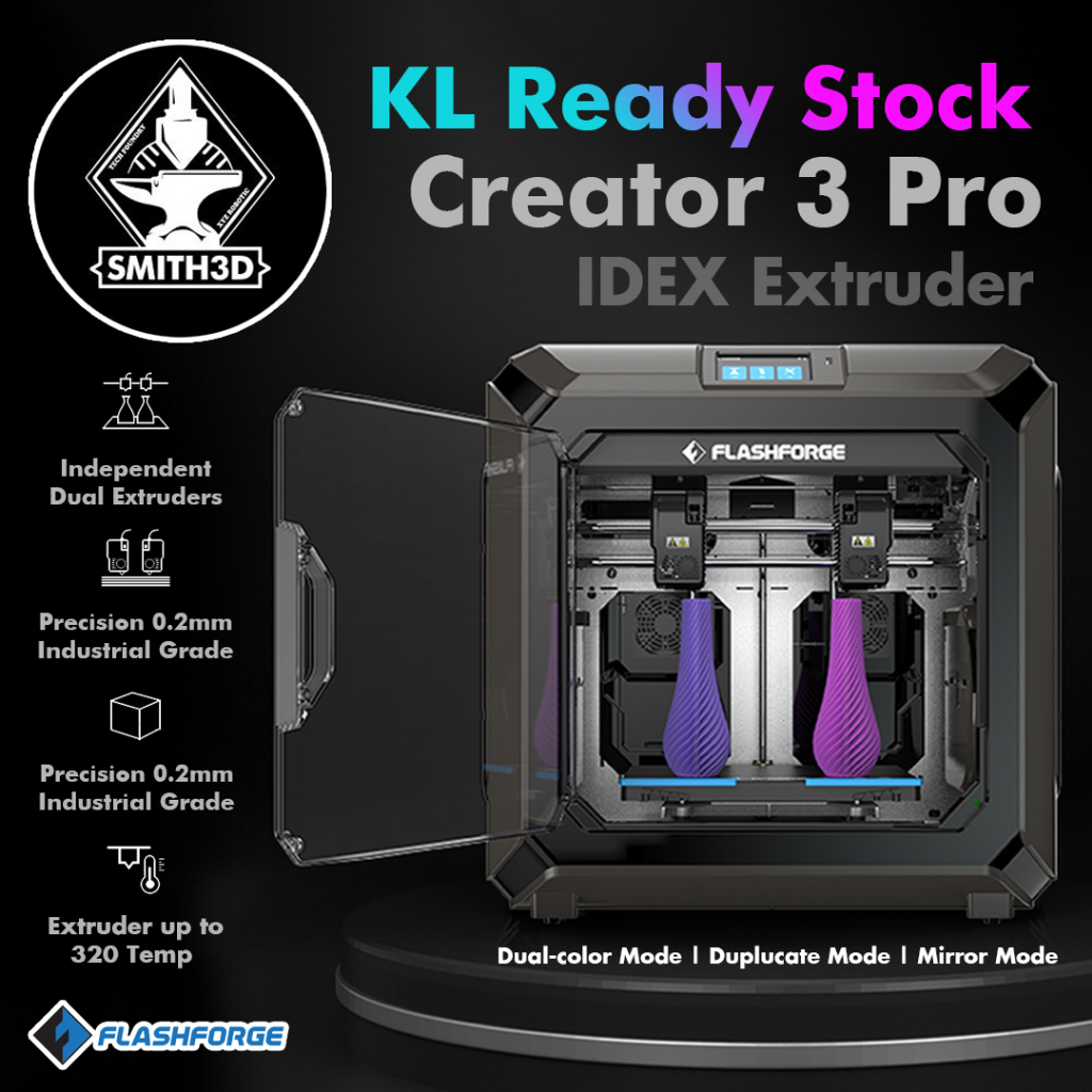 Flashforge Creator 3 Pro Professional IDEX Enclosed 3D Printer Independent Dual Extruder Rapid ...