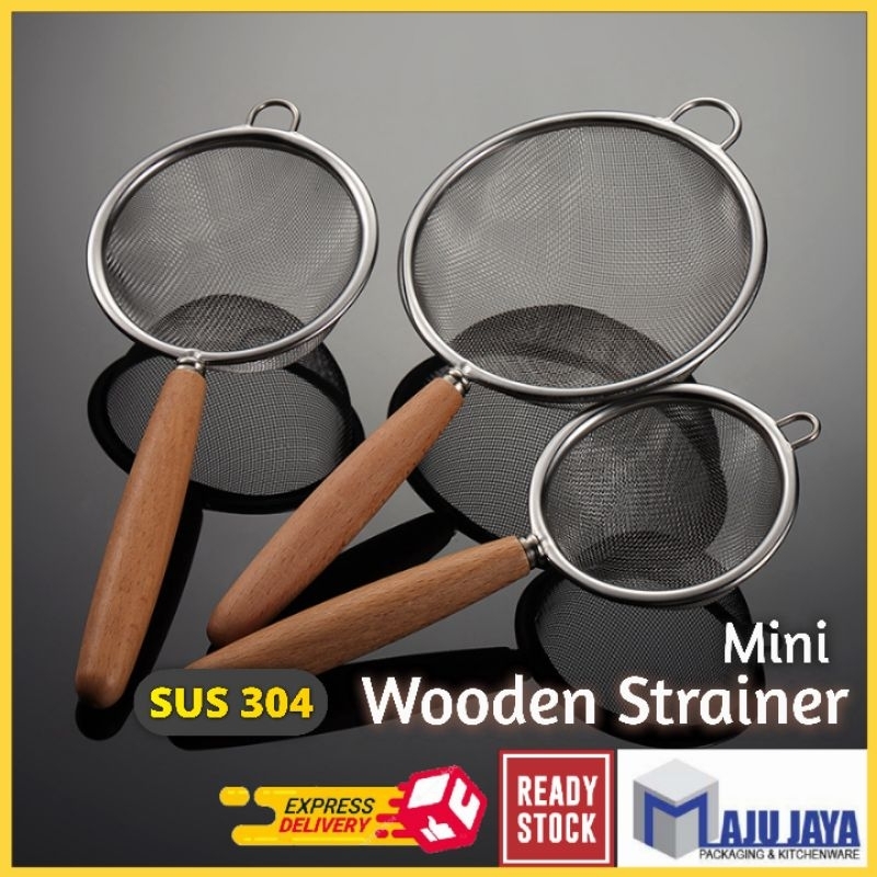 10cm Wooden Handle Strainer Mesh Tea Coffee Soya Powder Sieve Filter Cocoa Powder Sugar Matcha ...