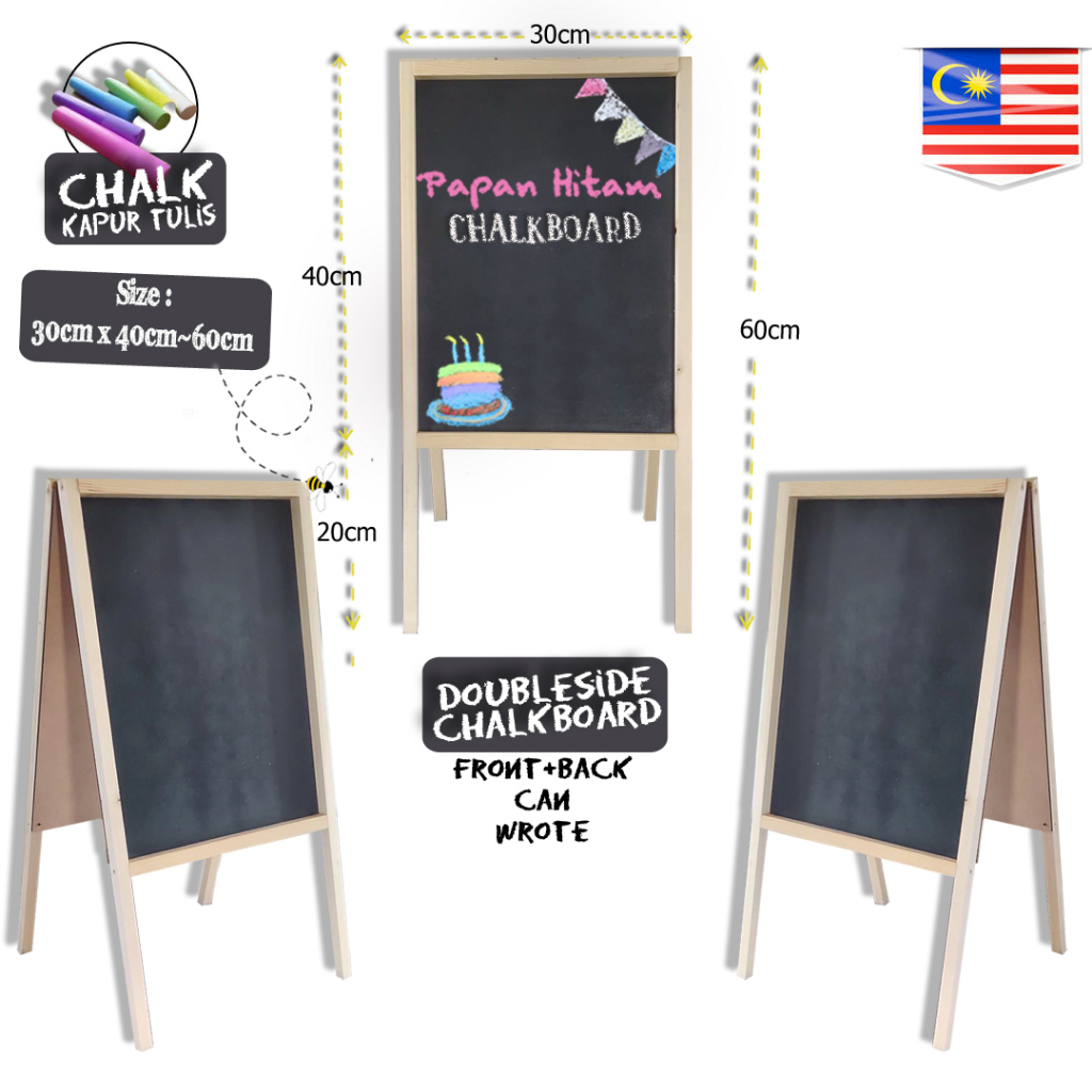 AA3 (30cm*40cm~60cm) MENU CHALKBOARD Blackboard Papan Hitam (Frame ...