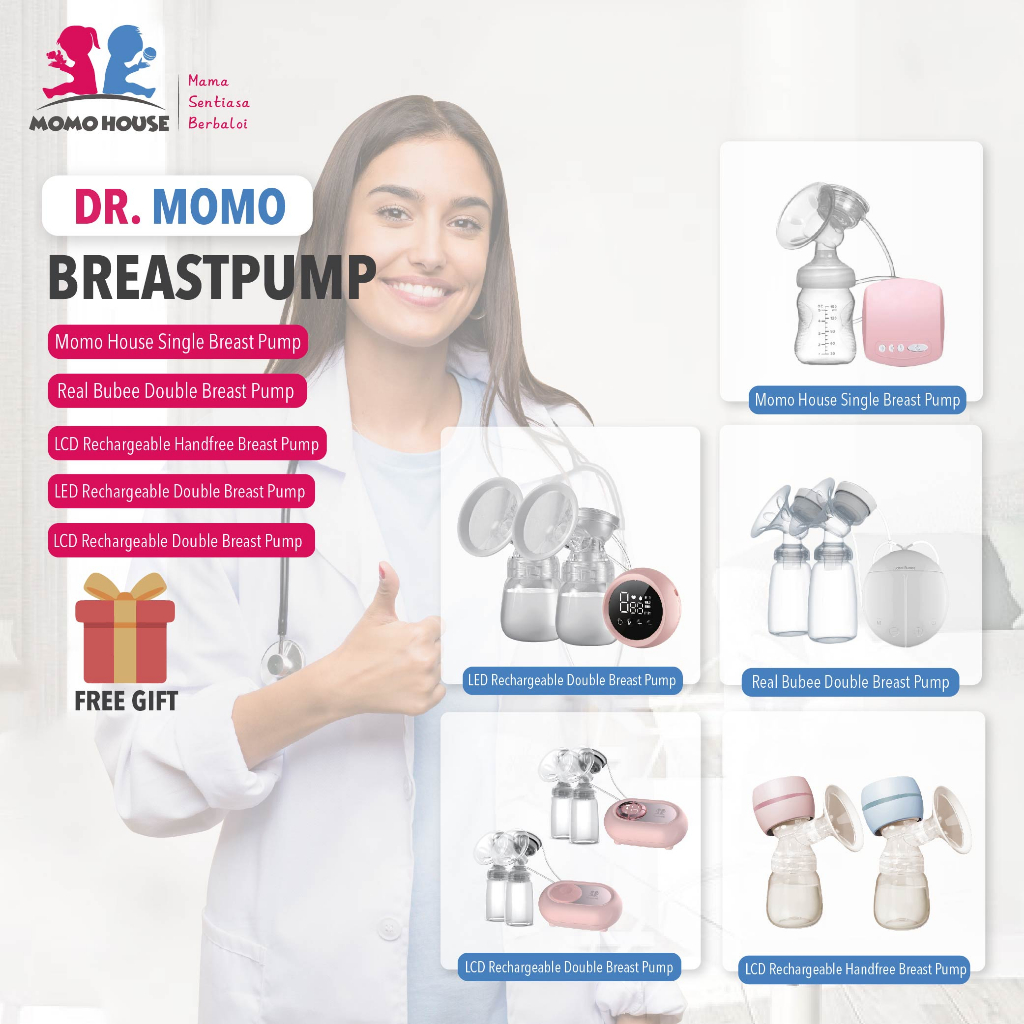 Dr.Momo Electric Breast Pump Rechargeable Hands-Free Bilateral Breast Pump Breastfeeding ...