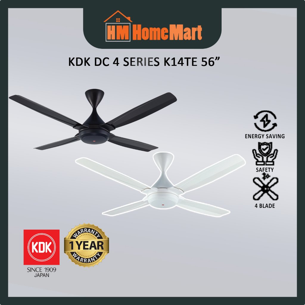 (FREE GIFT) KDK DC 4 SERIES K14TE 56" Remote Control Ceiling Fan (Dark ...