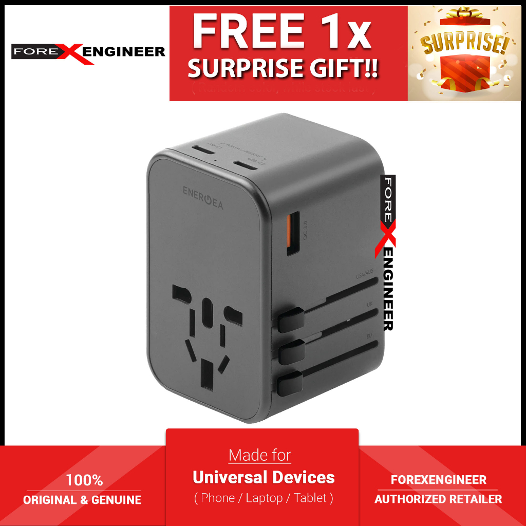 Energea TravelWorld Adapter GaN65 USB-C PD 65W + PPS 55W Universal ...