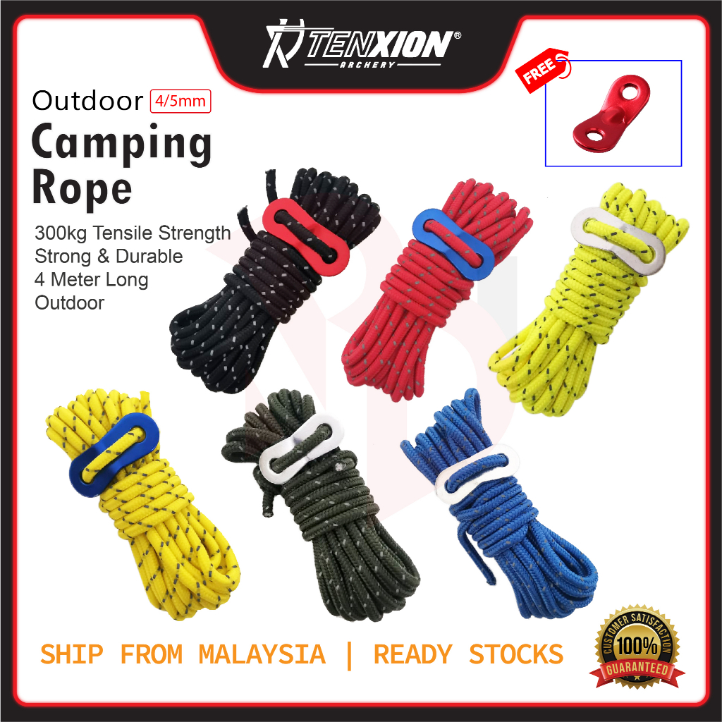 TenXion Outdoor 4/5mm*4m Reflective Camping Rope Tali Khemah Nylon Anti ...