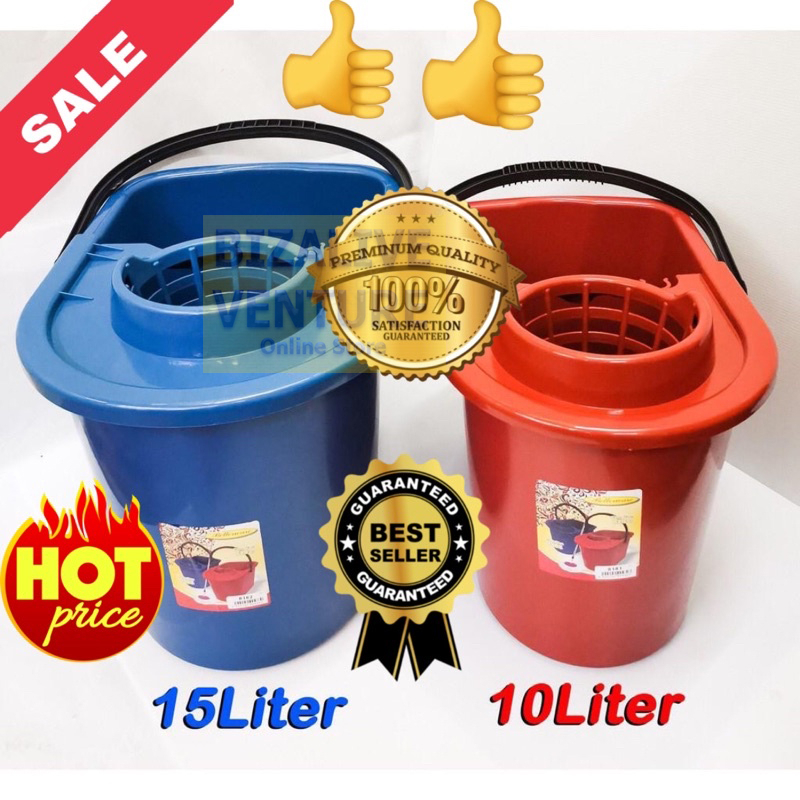 BetterWare Plastic Mop Bucket With Wheel 10Liter & 15Liter | Mop Pail ...