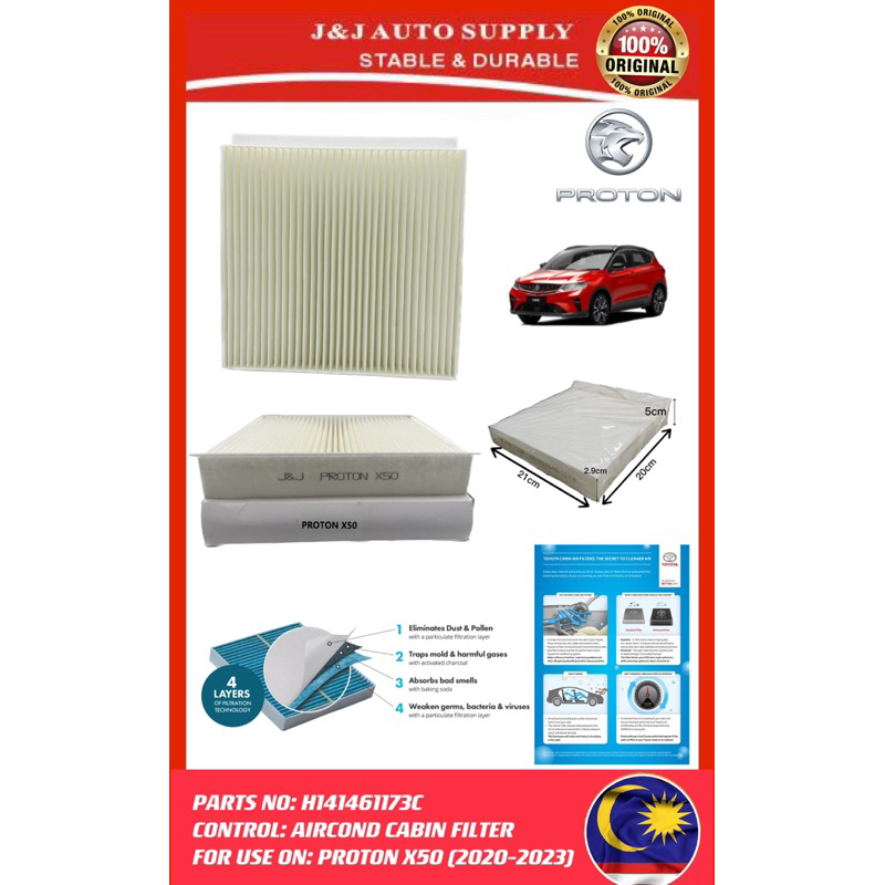 H141461173C ORIGINAL BRAND J&J AIRCOND CABIN FILTER FOR USE ON: PROTON ...