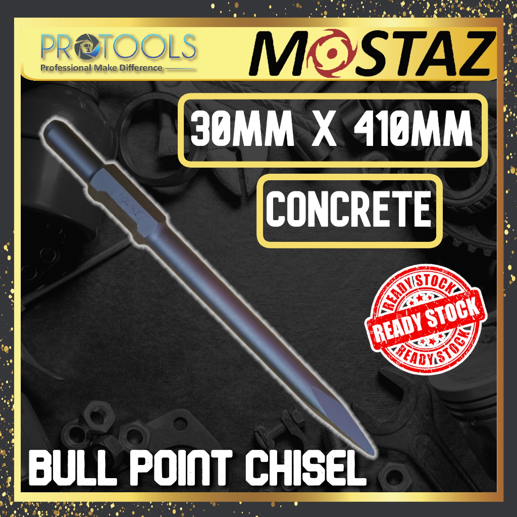 MOSTAZ BULL POINT CHISEL 30MM X 410MM CONCREATE BREAK HACKING | KONKRIT ...
