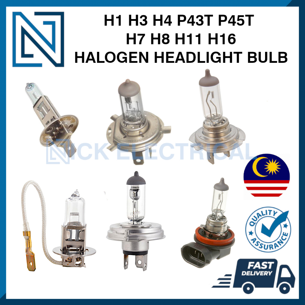Halogen Headlight Bulb H1 H3 H4 H7 H8 H11 H16 9005 9006 12V 24V ...