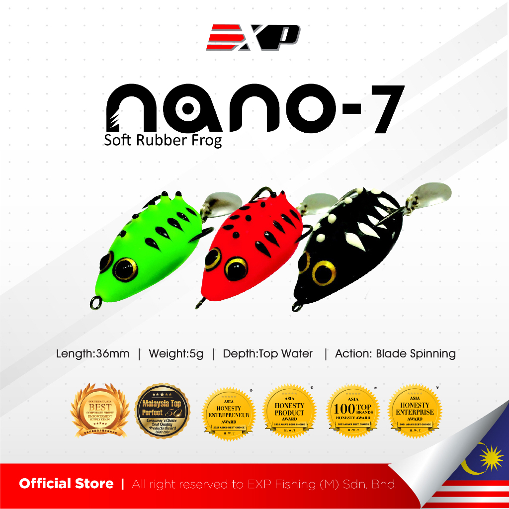 **BUY 1 FREE 1 BODY** EXP Nano 7 Soft Rubber For Snakehead Fishing Lure ...