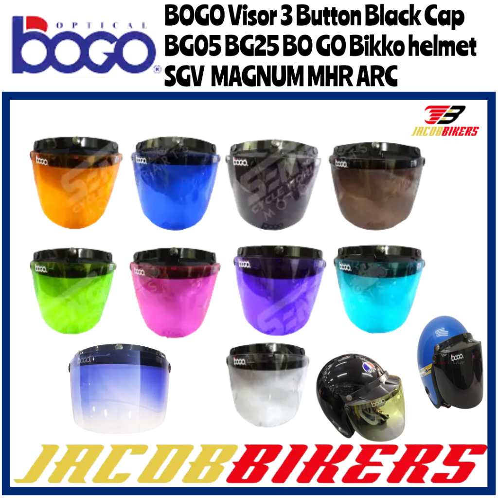 2 TONE BOGO BIKKO HELMET VISOR 3 BUTTON FOR MS88, MHR, SGV BG05 BG25 BO ...