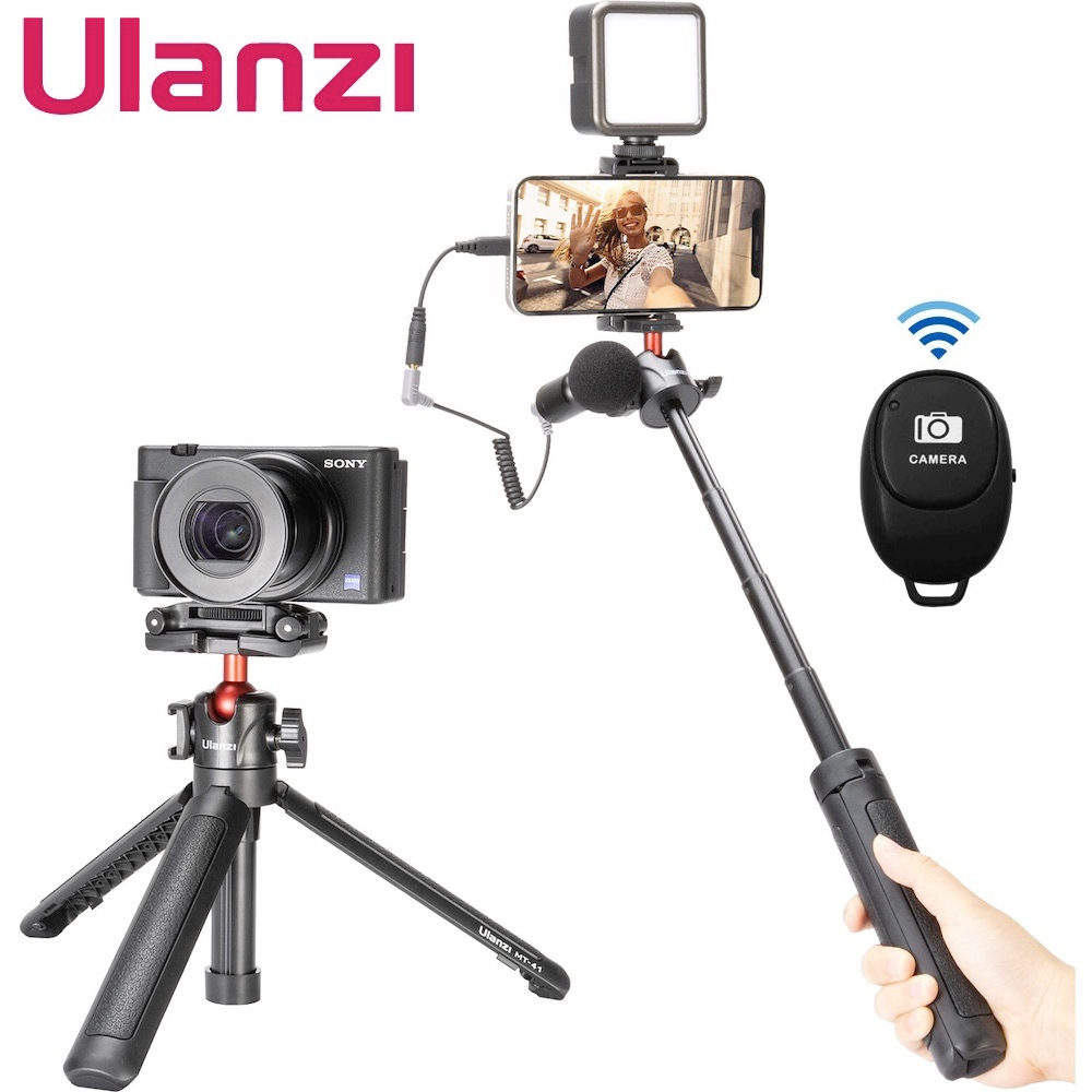 ULANZI MT-41 Tripod Selfie Stick Phone Holder Clip Vlog Mount Monopod ...