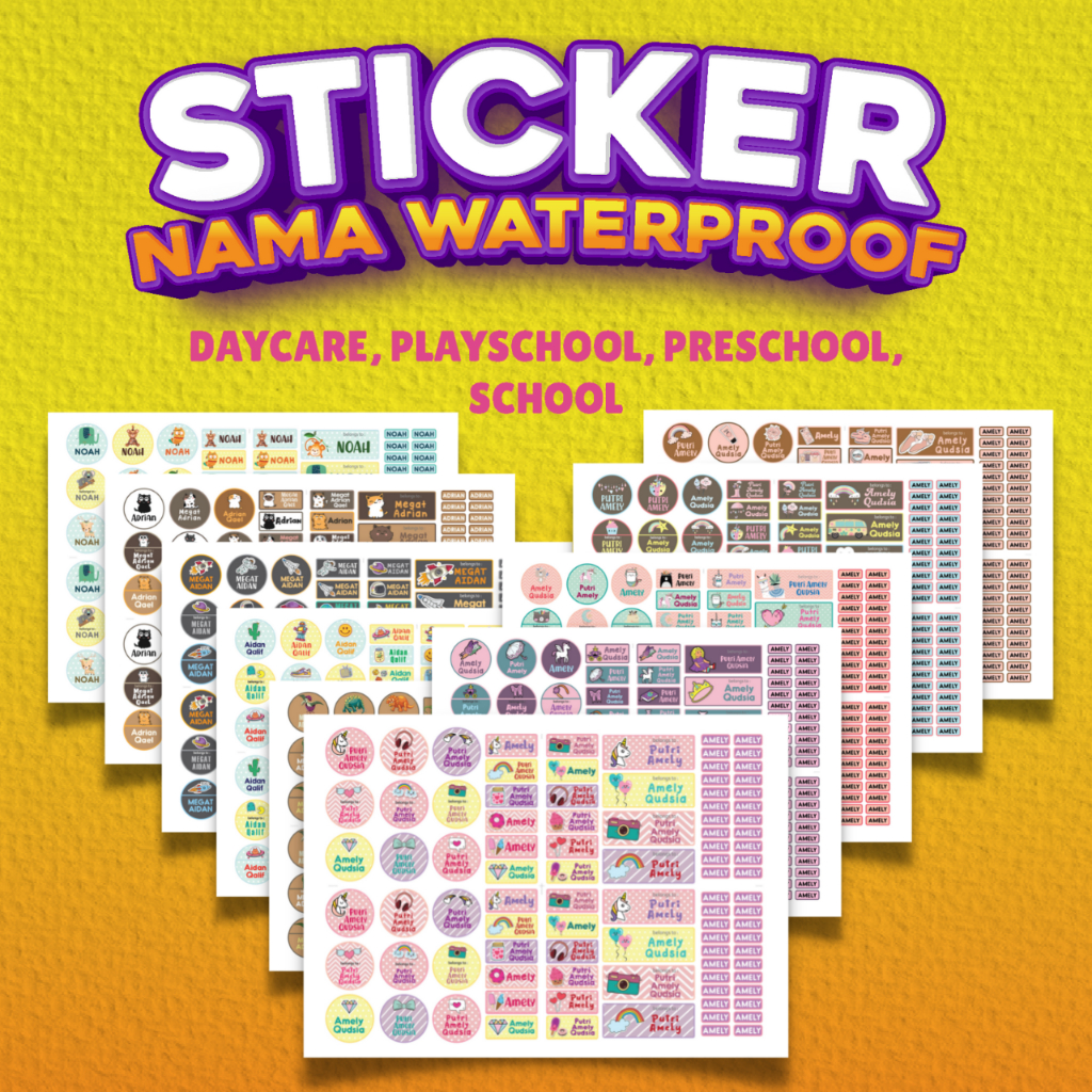 [2025] Sticker Nama Waterproof untuk anak-anak Daycare Taska Prasekolah ...