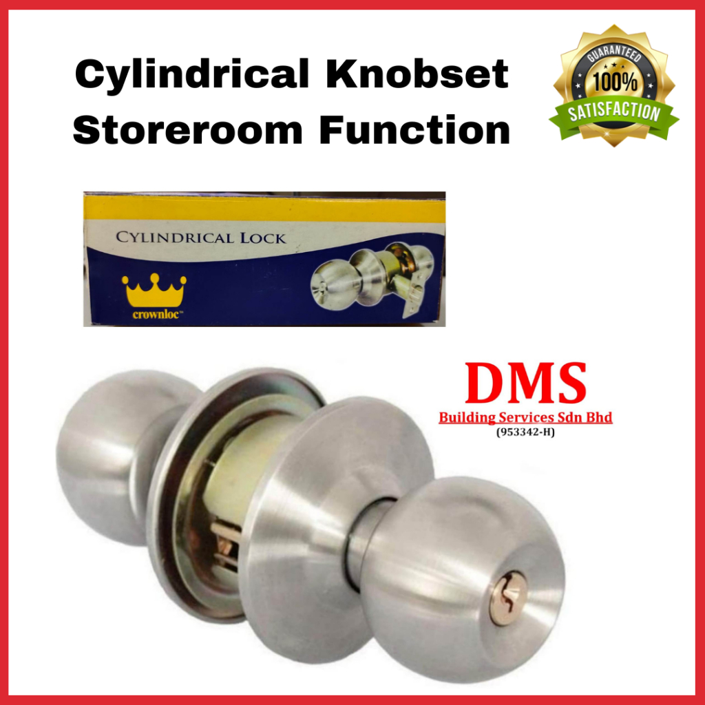 DMS Storeroom Cylindrical Door Lock Round Ball Door Knob Set Pintu Crownloc | Shopee Malaysia