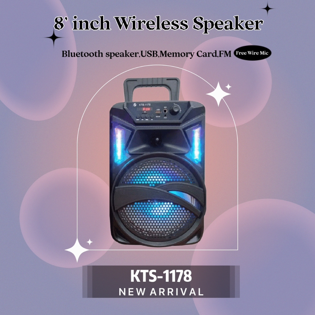 (FREE WIRE MIC) KTS-1178 8''inch Wireless Speaker Bluetooth Speaker FM/USB/Memory Card | Shopee ...