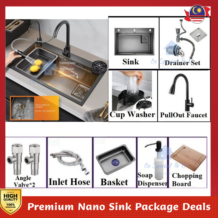 [NEW] Premium Nano Sink Package Deals 7545 Stainless Steel Sinki Dapur ...