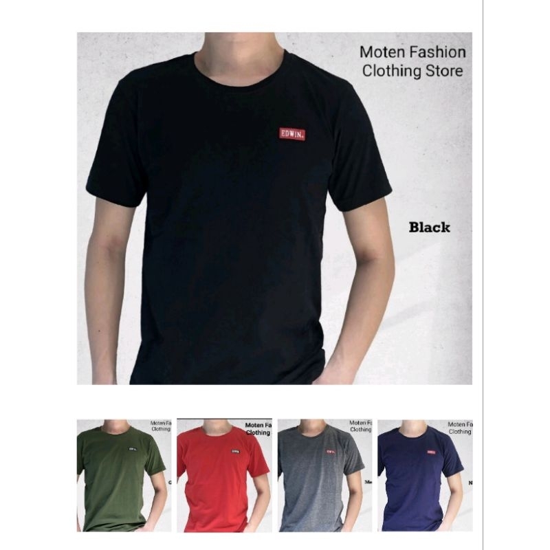 Edwin Baju T-Shirt Lelaki Leher Krew Kain Kapas Slim Fit Men's Crews ...