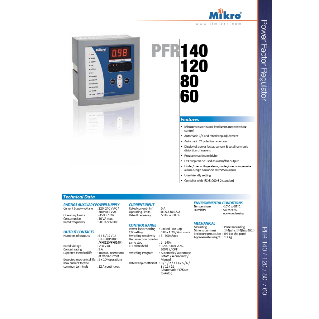 Mikro Power Factor Regulator PFR 120-415-50/ PFR60-415-50 | Shopee Malaysia