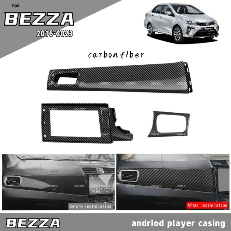 Vemart Perodua bezza 2016-2023 carbon fiber android player casing ...