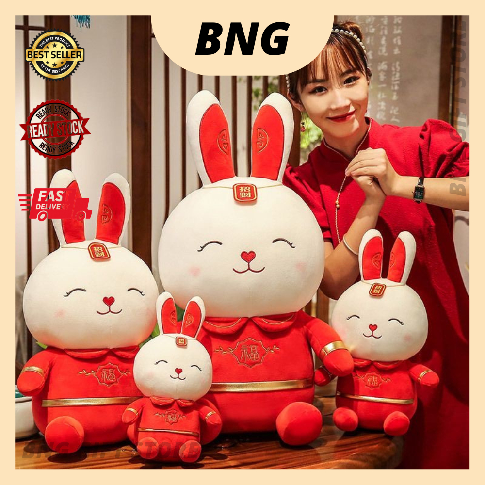 BNG Chinese New Year 25cm Rabbit Plush Toy Year of Rabbit Soft Toy 2022 ...