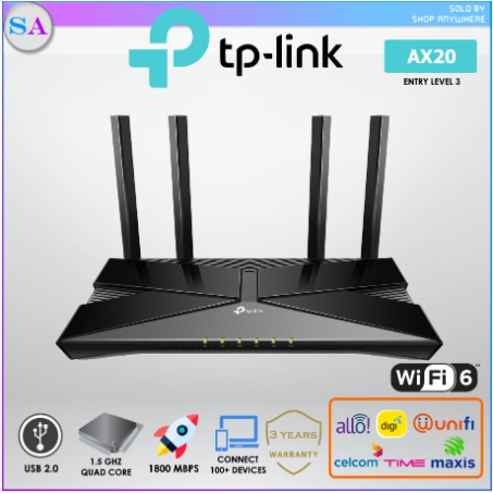 (used)TP-Link Archer AX20 AX1800 Dual Band WiFi 6 Gigabit Wireless Wifi ...